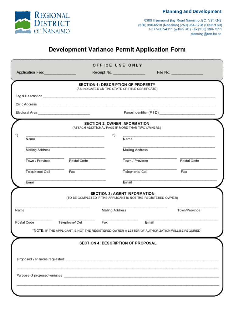 Fillable Online Fillable Online development variance permit application ... Fax Email Print ...
