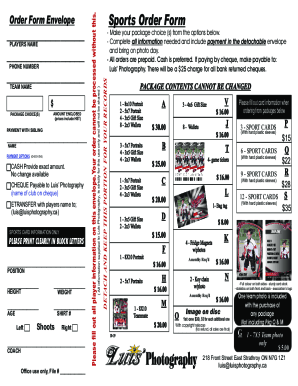 Fillable Online Order Form Envelope Sports Order Form - East Lambton ...