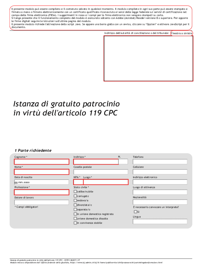 Fillable Online Istanza di gratuito patrocinio Fax Email Print - pdfFiller