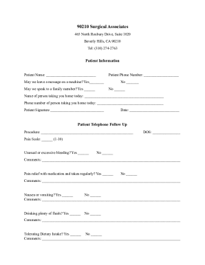 Fillable Online 3-Post-Op Phone Call Form Fax Email Print - pdfFiller