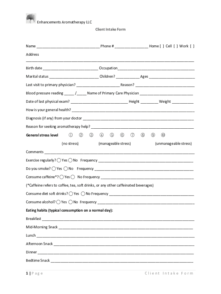Fillable Online enhancements.abmp.com files ENH Client IntakeClient ...