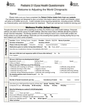 Fillable Online Fillable Online Adult/Teen Health Questionnaire Welcome ...