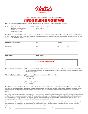 Fillable Online Fillable Online WIN/LOSS ACTIVITY STATEMENT REQUEST ...