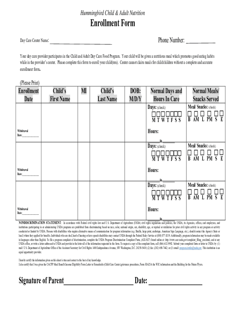 Fillable Online Blank Enrollment Form Fax Email Print - pdfFiller