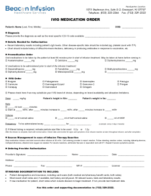 Fillable Online IVIG Order Form Fax Email Print - pdfFiller