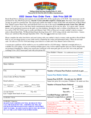Fillable Online Fillable Online 2020 Season Pass Order Form - Sale ...