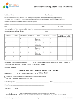 Fillable Online Get the free Community Service Work Experience Time ...