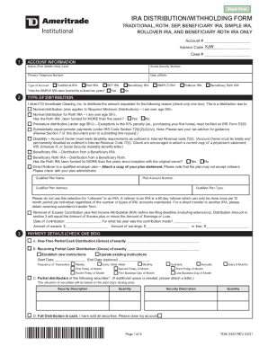 Fillable Online IRA Distribution Withholding Form-TDI 0321 Fax Email ...