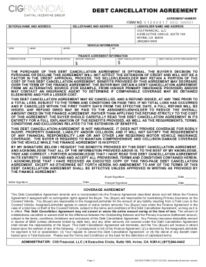 Fillable Online DEBT CANCELLATION AGREEMENT Fax Email Print - pdfFiller