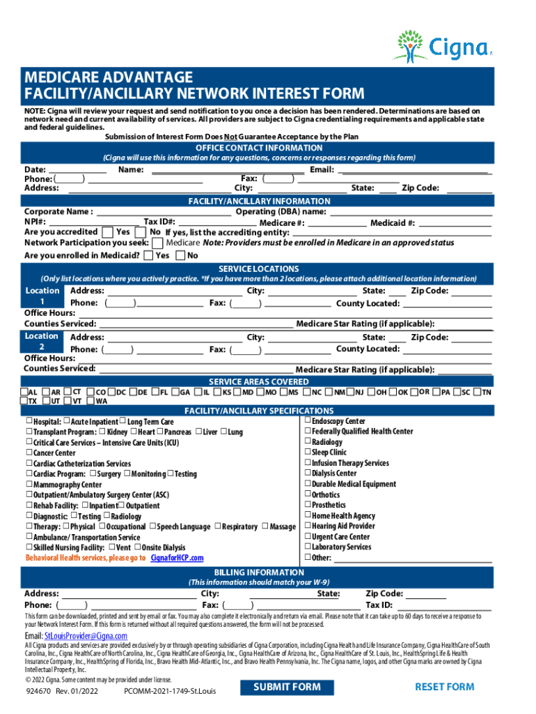 Fillable Online Facility Ancillary Network Interest Form -St. Louis ...