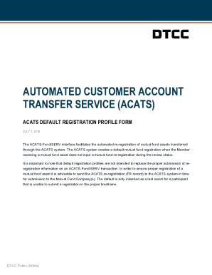 Fillable Online ACATS Default Registration Profile Form Fax Email Print ...