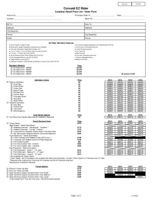 Fillable Online Get the free Convaid EZ Rider UK Retail Price List ...