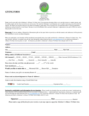 Fillable Online GIVING FORM Fax Email Print - pdfFiller