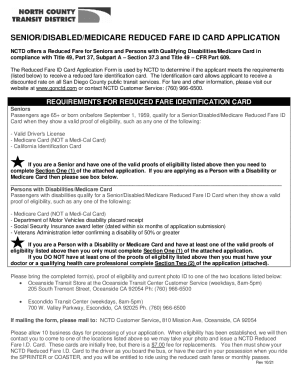 Fillable Online Fillable Online Reduced Fare Application - North County ...