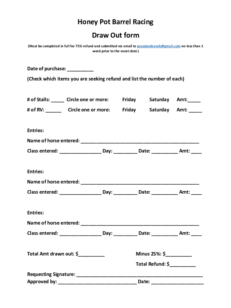 Fillable Online www.grassland-ranch.comHPBRDrawoutformHoney Pot Barrel ...