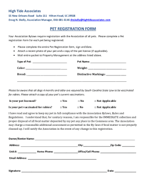 Fillable Online Pet Registration Form.docx Fax Email Print - pdfFiller
