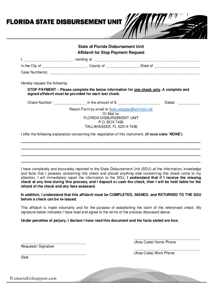 Fillable Online Affidavit for Stop Payment Request - hillsclerk.com Fax Email Print - pdfFiller