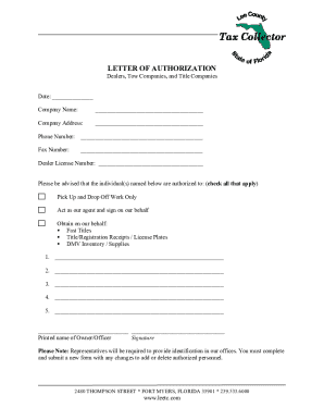 Fillable Online Dealer Letter of Authorization Form.doc Fax Email Print ...
