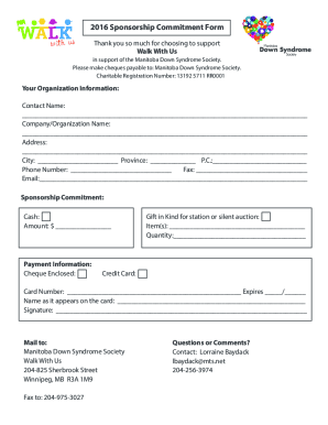 Fillable Online Sponsorship Commitment Form - sacasa.org Fax Email ...