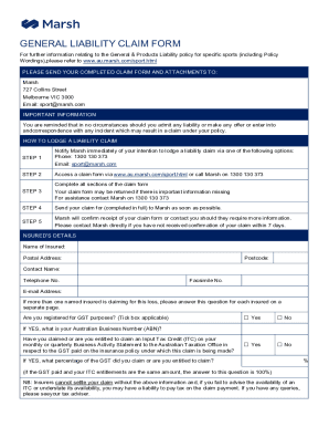 Fillable Online Personal Injury Claim Form Indoor Cricket ... - au ...