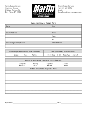 Fillable Online Blower repair form Fax Email Print - pdfFiller