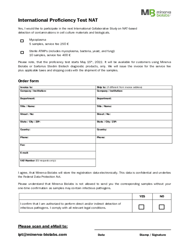 Fillable Online Fillable Online International Proficiency Test NAT Fax ...