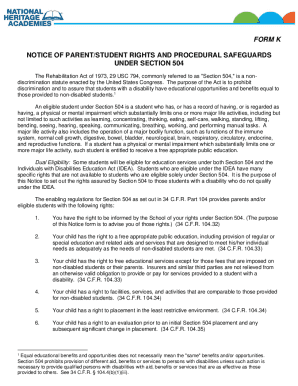 Fillable Online Fillable Online Section 504 - Form K - Procedural ...