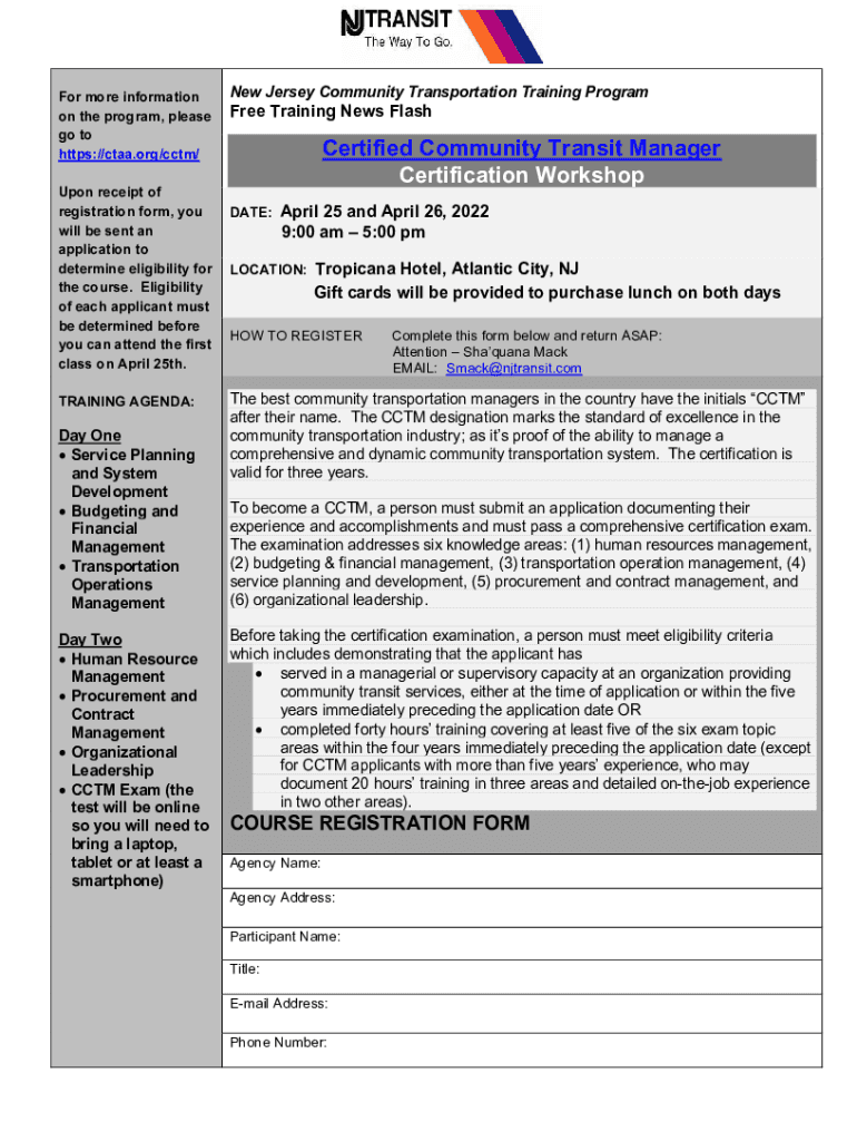 Fillable Online CCTM Registration Form Fax Email Print - pdfFiller