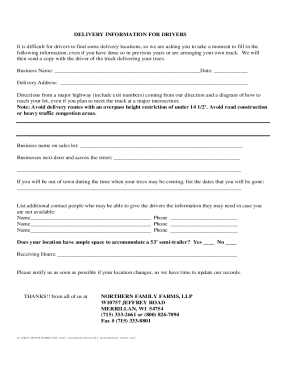 Fillable Online Delivery Information Sheet Fax Email Print - pdfFiller