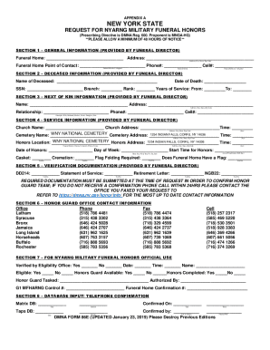 Fillable Online DMNA Form 86 - Request For NYARNG Military Funeral ...
