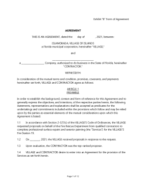 Fillable Online Exhibit B - Form of Agreement Fax Email Print - pdfFiller