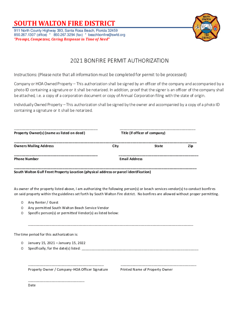Fillable Online www.swfd.orgbeach-safetybeach-bonfiresBeach Bonfires ...