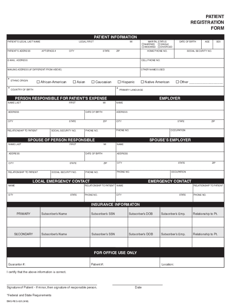Fillable Online 00456374Patient Reg. Form Fax Email Print - pdfFiller