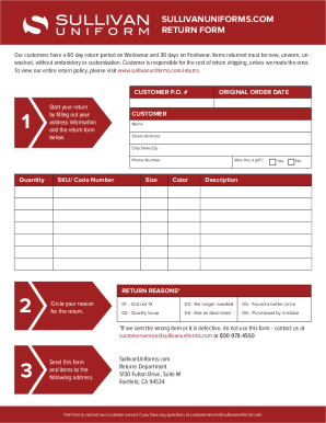 Fillable Online 60 Day Return & Exchange Policy ...