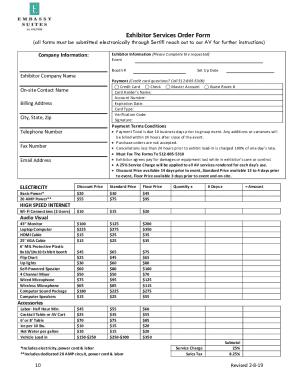 Fillable Online Exhibitor Services Order Form (all forms must be ...