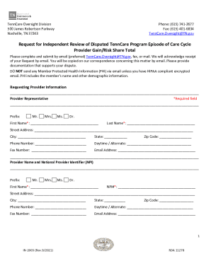 Fillable Online Fillable Online PROVIDER COMPLAINT FORM: TennCare ...