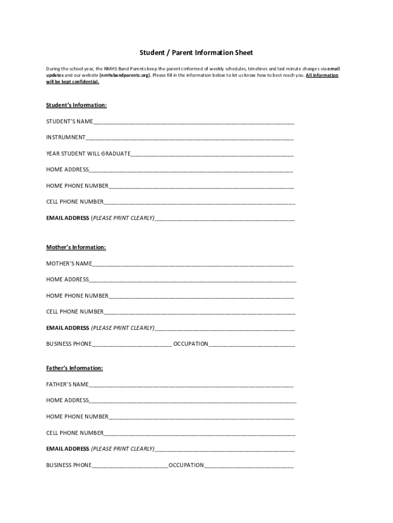 Fillable Online student and parent information sheet ...