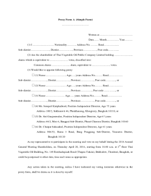 Fillable Online Proxy Form A (Simple Form) Fax Email Print - pdfFiller