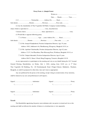Fillable Online PROXY FORM A SIMPLE FORM Re Form of Proxy No 5 BE 2550 ...