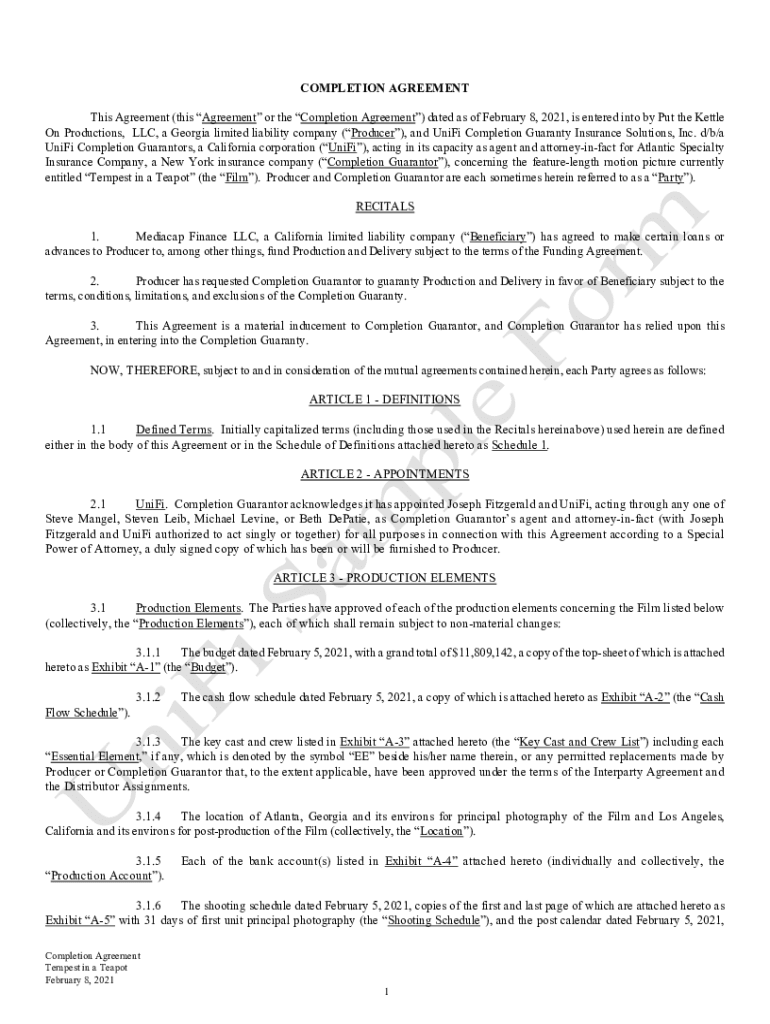 Fillable Online Completion Agreement Form 2021.docx Fax Email Print ...