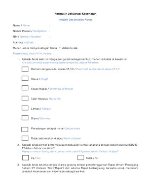 Fillable Online Health Declaration Form Fax Email Print - pdfFiller