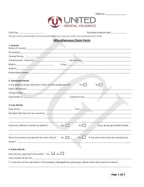 Fillable Online Motor Vehicle Accident Claim Form - united.co.sz Fax ...