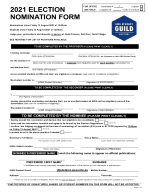 Fillable Online Agm Election Nomination Form Template Pdf Free Download Fax Email Print - pdfFiller