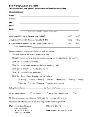Fillable Online OFFICIAL ELECTION OFFICER REQUEST FORM Fax Email Print ...