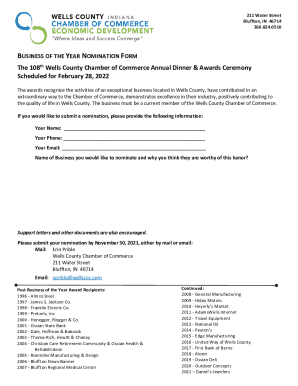 Fillable Online Business of the Year Nomination Form 2022 b Fax Email Print - pdfFiller