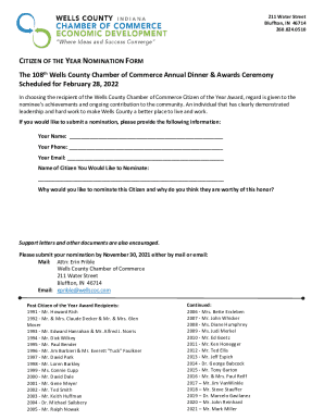 Fillable Online Citizen of the Year Nomination Form 2022 b Fax Email Print - pdfFiller