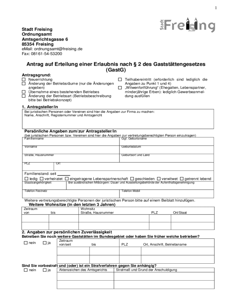 Fillable Online Antrag auf Erteilung einer Erlaubnis nach34 d Abs. 2 ... Fax Email Print - pdfFiller