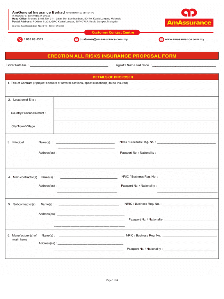 Fillable Online Fillable Online Get the AmGeneral Insurance Berhad A ...