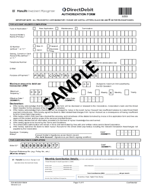 Fillable Online DirectDebit Authorization Form - PRS Fax Email Print ...