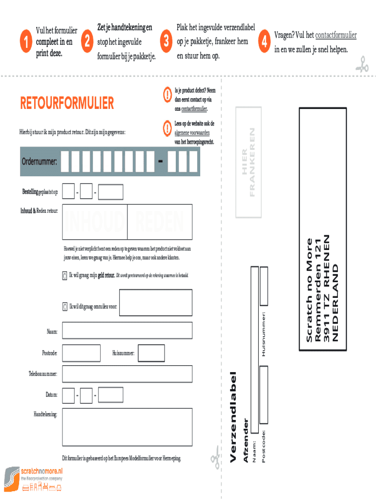 Fillable Online 1 Vul je gegevens in op 2 3 dit retourformulier. Stop het ... Fax Email Print ...